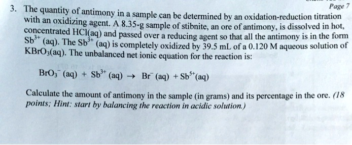 the quantity of antimony page with in a sample can be determined by an ...