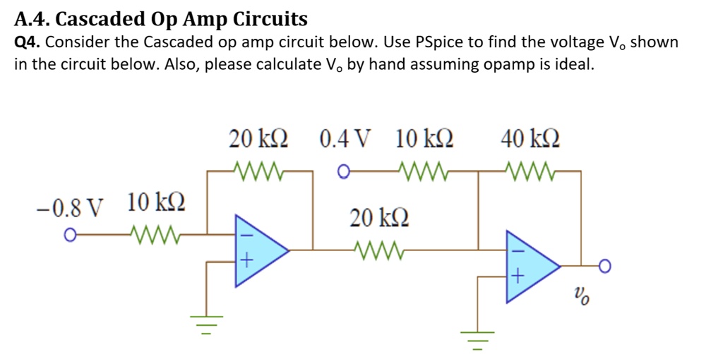 SOLVED: Cascaded Op Amp Circuits Q4. Consider the Cascaded op amp ... SOLVED: Cascaded Op Amp Circuits Q4. Consider the Cascaded op amp ...