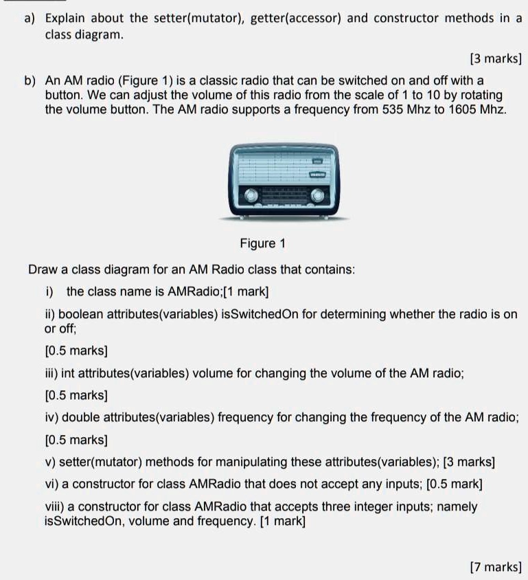 SOLVED: a) Explain about the setter (mutator), getter (accessor), and ...