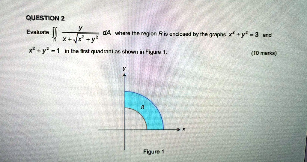 question 2 evaluate da where the region ris enclosed by the graphs x2 y ...