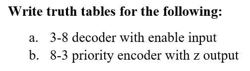 Solved Write Truth Tables For The Following 3 8 Decoder With Enable 0785