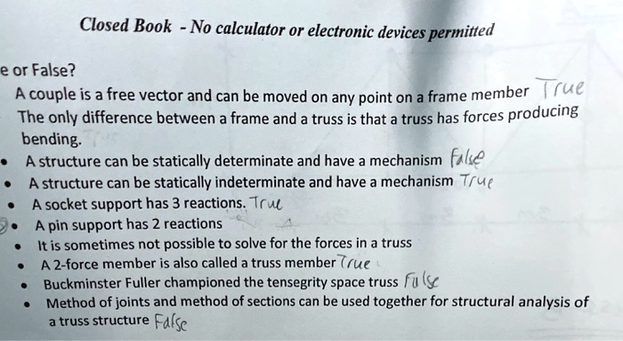 SOLVED: Is it True or False? A structure can be statically determinate ...
