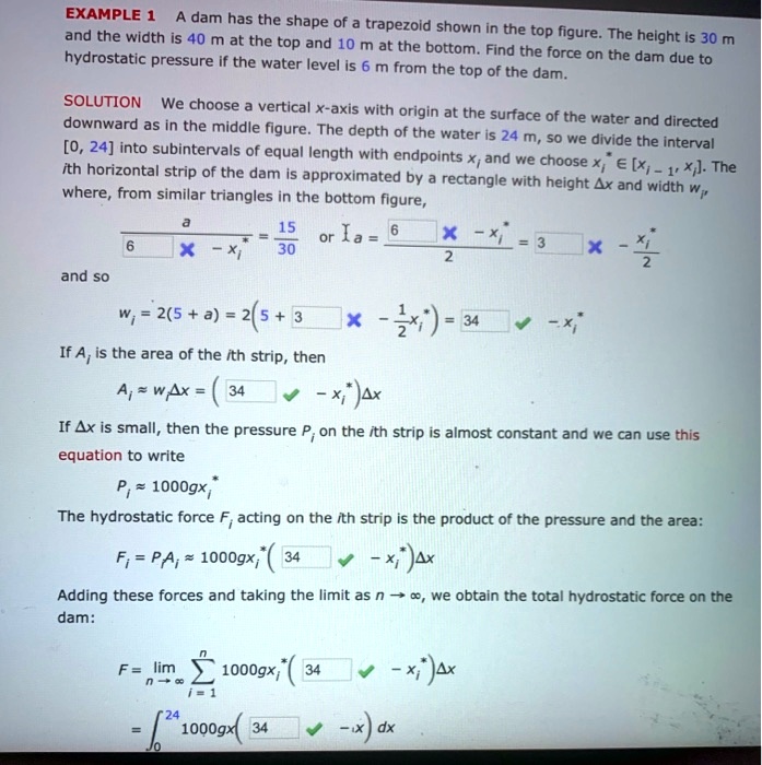 example 1 dam has the shape of a trapezoid shown in the and the width ...