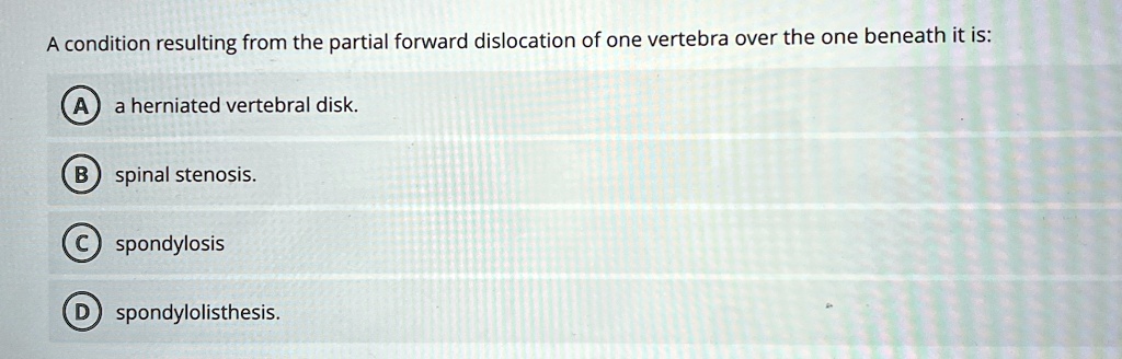 a condition resulting from the partial forward dislocation of one ...