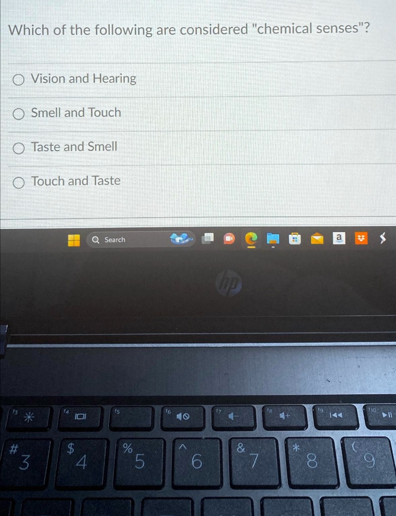 SOLVED: Which of the following are considered "chemical senses"? Vision ...