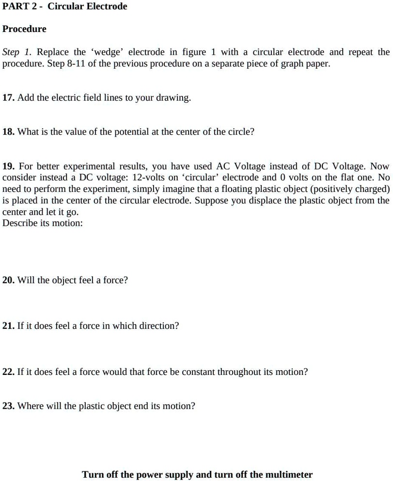 PART 2 - Circular Electrode Procedure Step 1. Replace the 'wedge ...