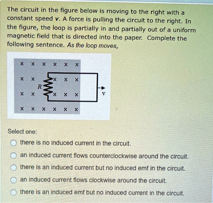 SOLVED: The circuit in the figure below is moving to the right with a constant speed v. A force ...