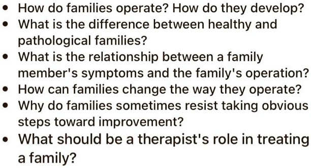 SOLVED: How do families operate? How do they develop? What is the ...