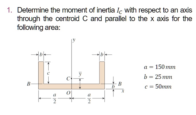 SOLVED: 1 Determine the moment of inertia Ic with respect to an axis through the centroid C and ...