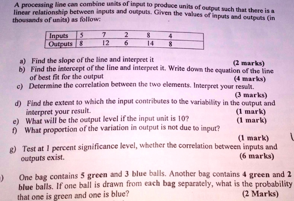 SOLVED: A processing line can combine units of input to produce units ...