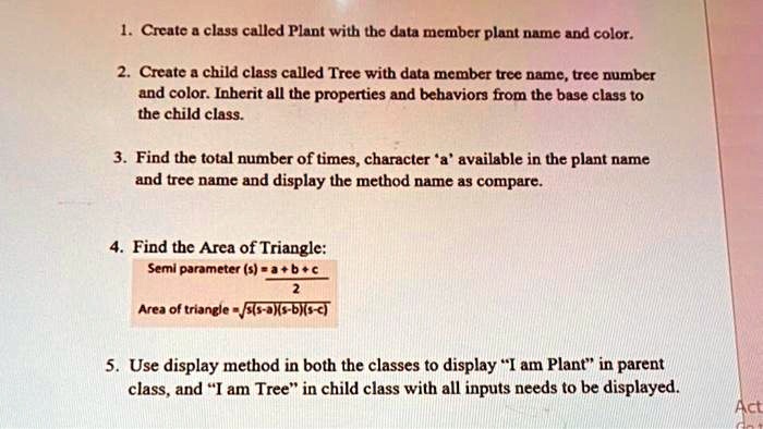 SOLVED: Create a class called Plant with two data members: plant name and color. Create a child ...