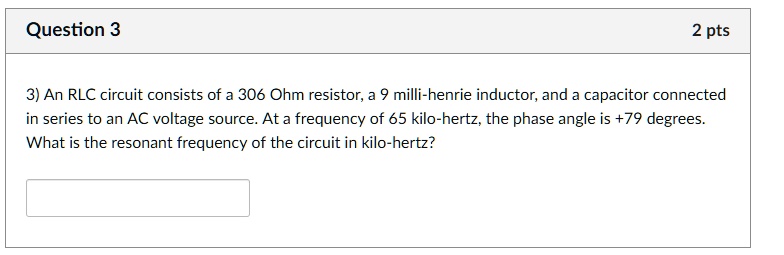 SOLVED: 3) An RLC circuit consists of a 306 Ohm resistor, milli-henry ...