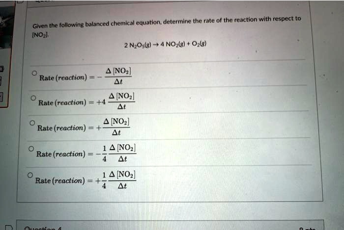 SOLVED:chemical equation; determine the rate of the reaction with ... SOLVED:chemical equation; determine the rate of the reaction with ...