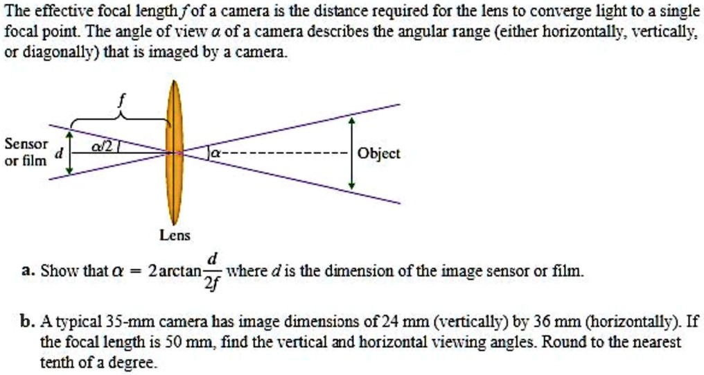 The effective focal length f of a camera is the distance...