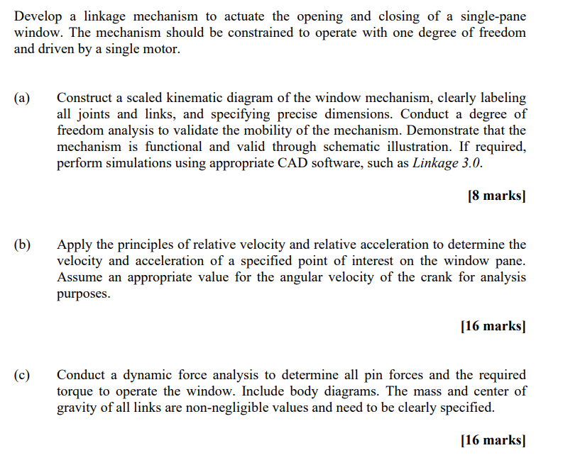 Develop a linkage mechanism to actuate the opening and closing of a ... Develop a linkage mechanism to actuate the opening and closing of a ...