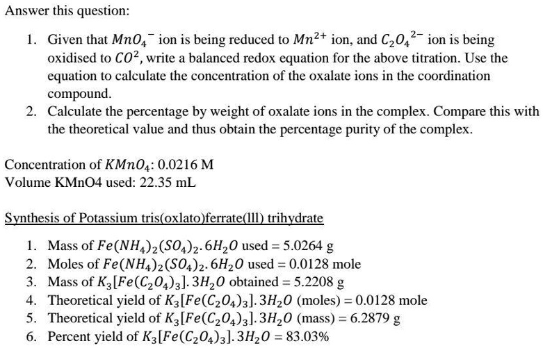 SOLVED: Answer this question: Given that MnO4- ion is being reduced to ...