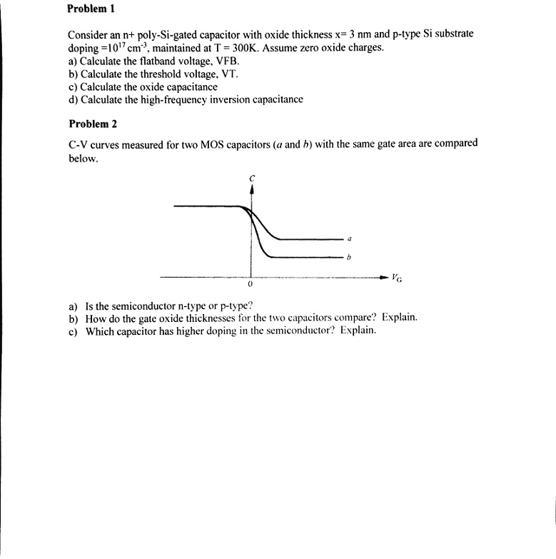 Solved Problem 1 Consider An N Poly Si Gated Capacitor With Oxide