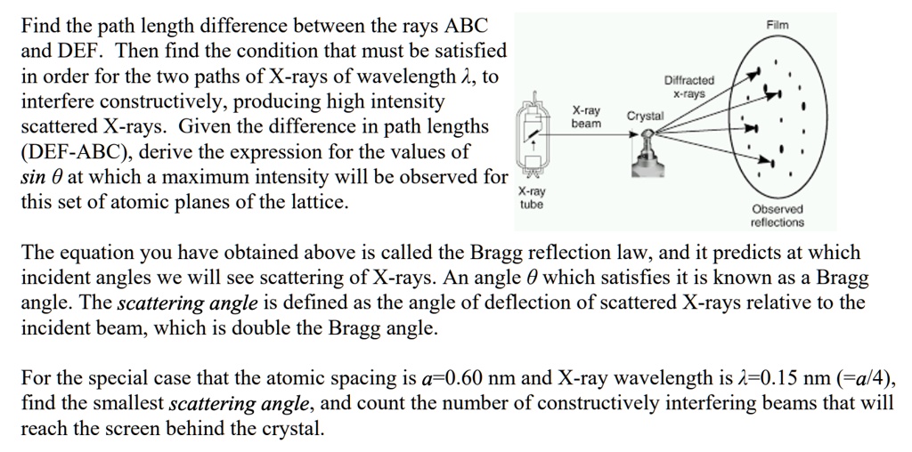 find the path length difference between the rays abc and def then find ...