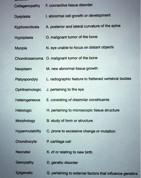Collagenopathy F. connective tissue disorder Dysplasia I....