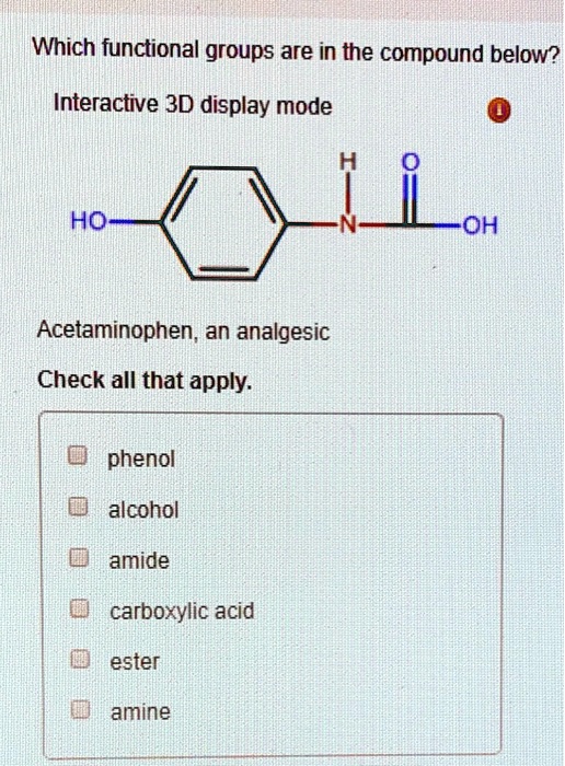 Solved Which Functional Groups Are In The Compound Below Interactive