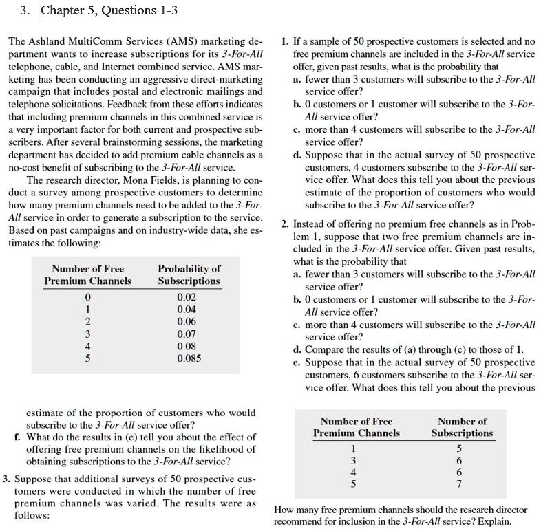khapter 5 questions 1 3 the ashland multicomm services ams marketing de ...