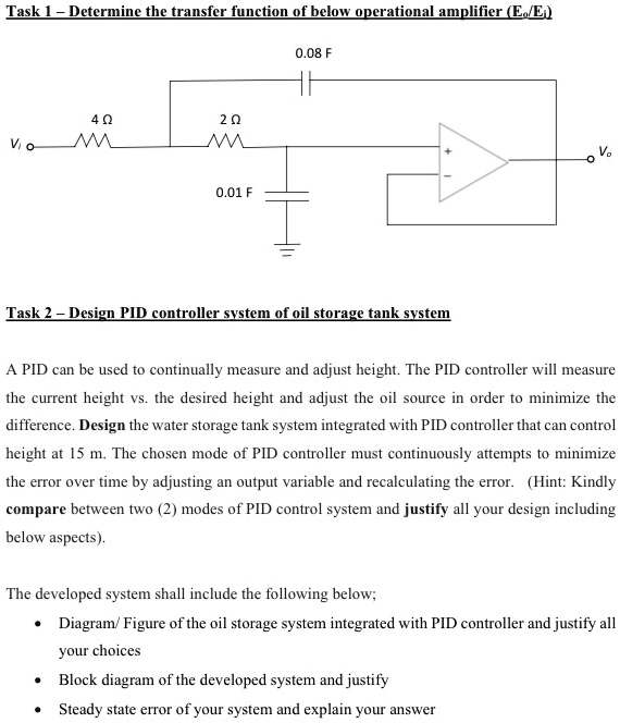 Task 1 - Determine the transfer function of below operational amplifier (Eo/Ei) 4 ? 2 ? Vi 0.01 ...