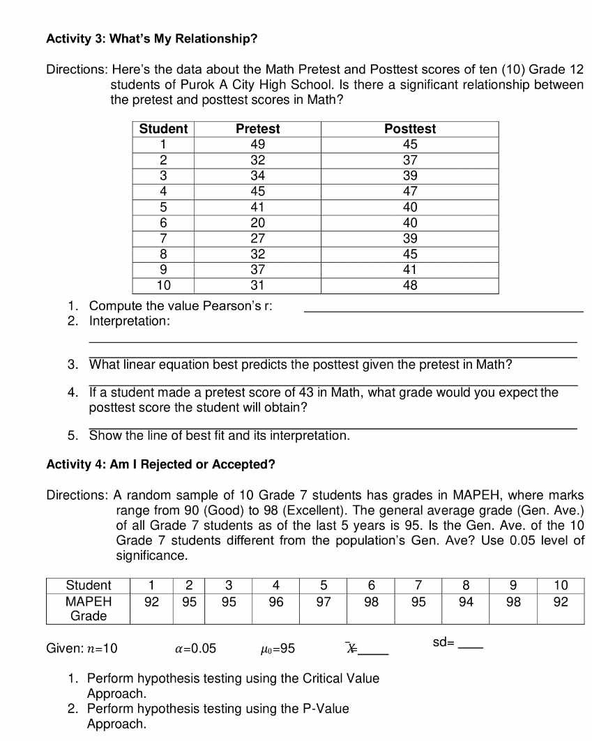 Activity 3: What's My Relationship? Directions: Here's the data about ...