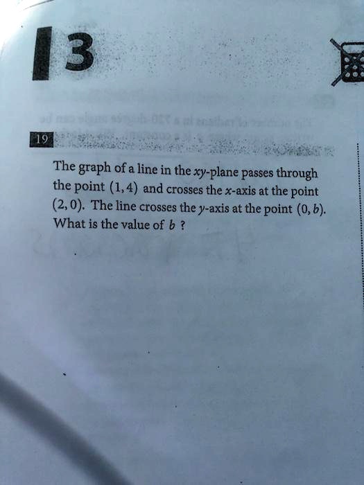 SOLVED: [3 The graph of a line in the xy-plane passes through the point (1,4) and crosses the x ...