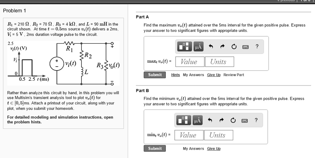 SOLVED: Problem 1 Part A R = 210 Î©, R2 = 70 Î©, R3 = 4 kÎ©, and L = 90 mH in the circuit shown ...