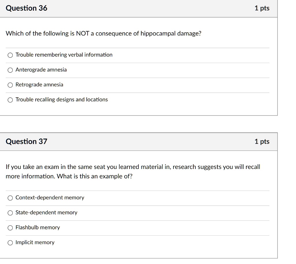 SOLVED: Question 36 1 pts Which of the following is NOT a consequence ...