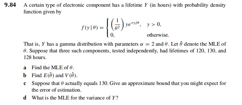 SOLVED: A certain type of electronic component has lifetime Y (in hours) with probability ...