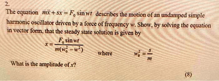 the cquation n s f sinwt describes the motion ofan undaned simple ...
