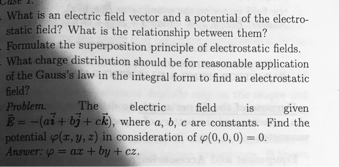 VIDEO solution: BLee, what is an electric field vector and potential of ...