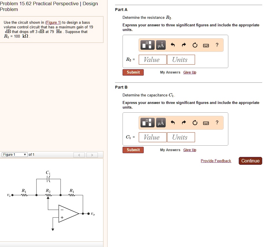 SOLVED: Problem 15.62 Practical Perspective | Design Problem Part A Determine the resistance R2 ...