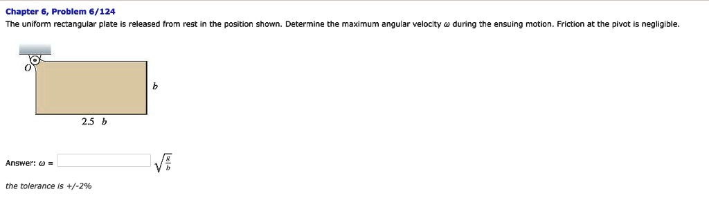 SOLVED: The uniform rectangular plate is released from rest in the position shown. Determine the ...