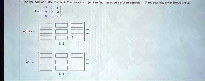Find the adjoint of the matrix A. Then use the adjoint to find the ...