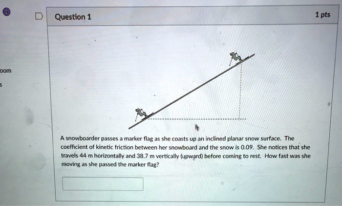 SOLVED: A snowboarder passes a marker flag as she coasts up an inclined ...