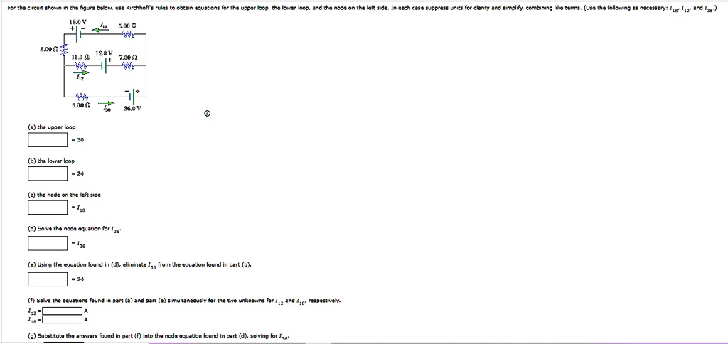 for the circuit shown in the figure below use kirchhoffs rules to obtain equations for the upper ...