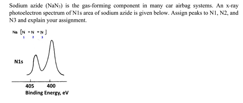SOLVED: Sodium azide (NaN;) is the gas- forming component in many car ...