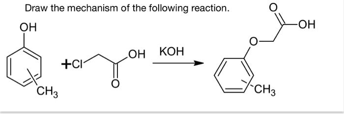 Draw the mechanism of the following reaction. OH OH KOH +Cl CH3 OH O CH3