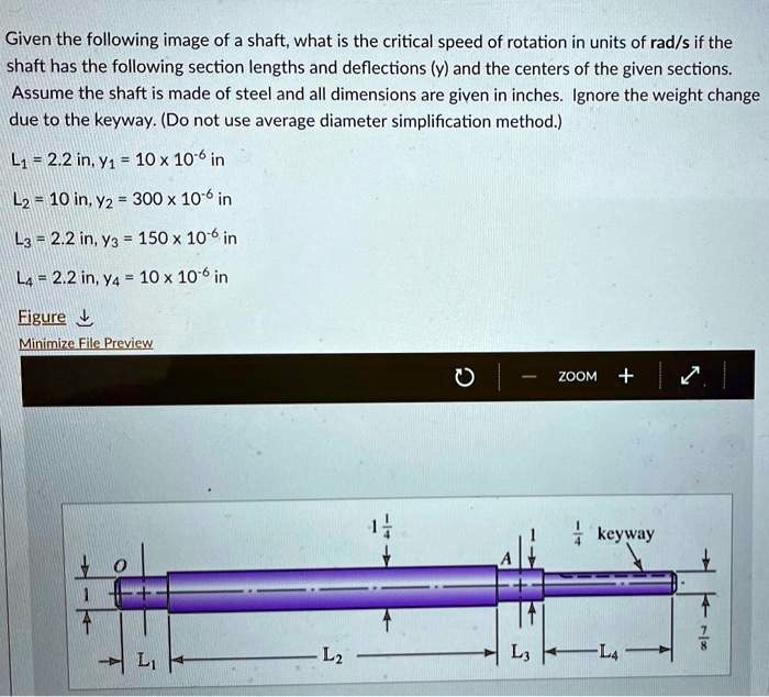SOLVED: Given the following image of a shaft, what is the critical ...