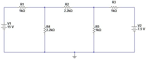 SOLVED: Construct the given circuit in Multisim and verify the nodal equations at nodes B and C ...