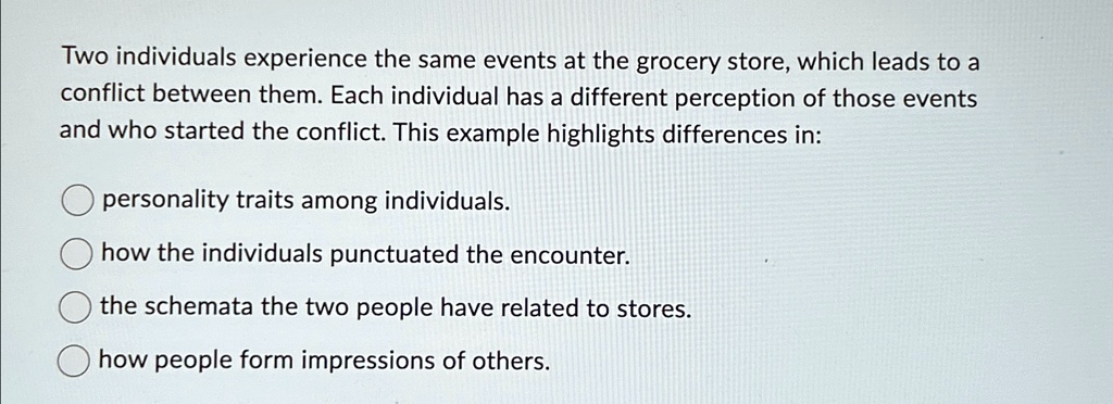 Two individuals experience the same events at the grocery...