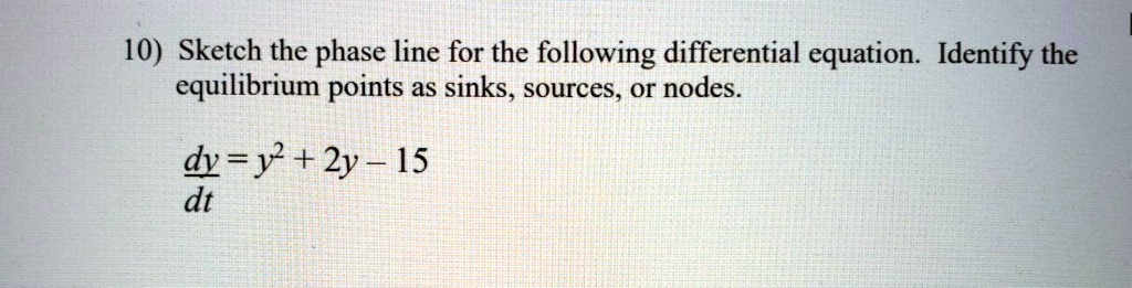 SOLVED: 10) Sketch the phase line for the following differential equation Identify the ...