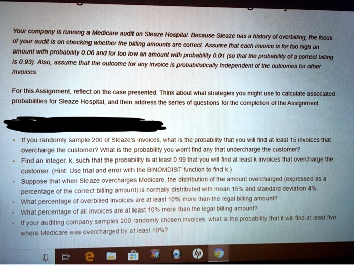 SOLVED: Your company running Medicare audit on Sleaze Hospital Because ...