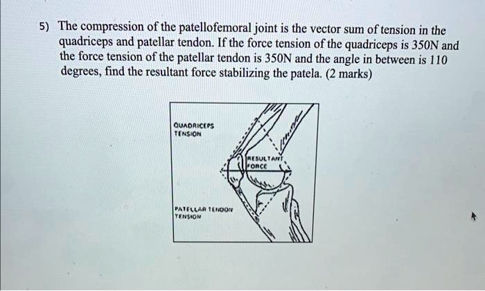 SOLVED: The compression of the patellofemoral joint is the vector sum ...