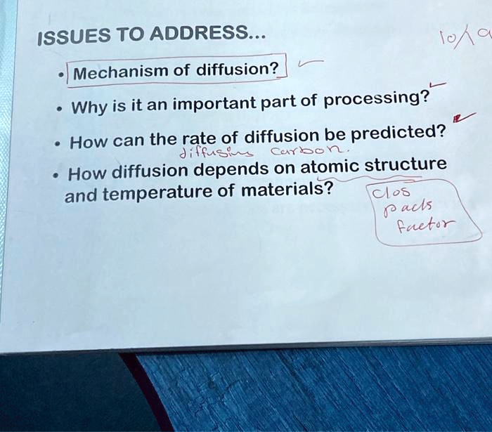 SOLVED: ISSUES TO ADDRESS: - Mechanism of diffusion - Why is it an ...