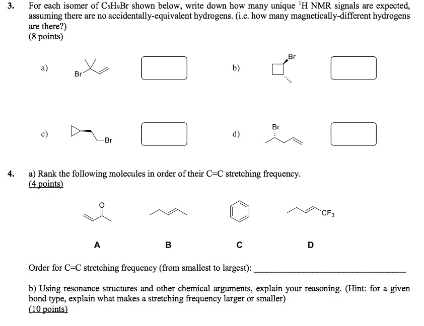 SOLVED: For each isomer of CsHgBr shown below write down how many ...