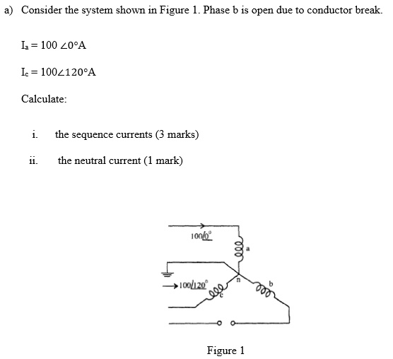 SOLVED: Consider the system shown in Figure 1. Phase B is open due to ...