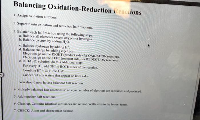 SOLVED:Balancing Oxidation-Reduction Reactions Assign oxidation wumbers ...